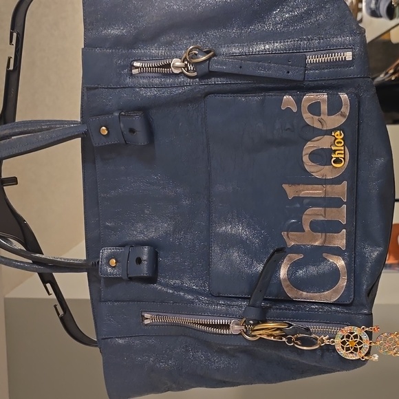 Chloe | Bags | Chloe Leather Eclipse Blue Tote | Poshmark